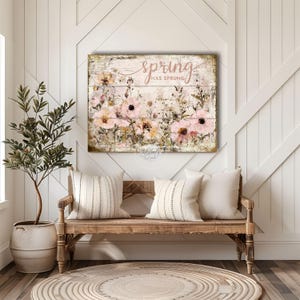 Spring Porch Sign Floral Wall Art Print Vintage Style Easter Decoration ...