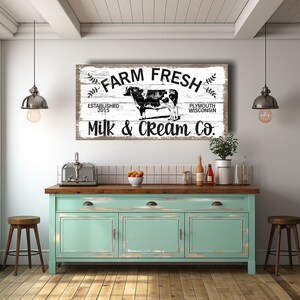 Country Kitchen Sign Modern Farmhouse Cow Sign Kitchen Decor Custom ...