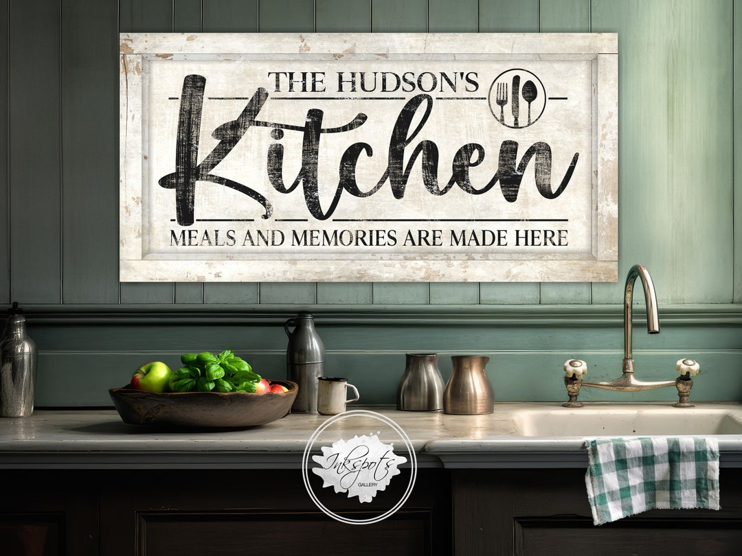 Meals and Memories Farmhouse Kitchen Sign, Rustic Kitchen Wall Decor ...