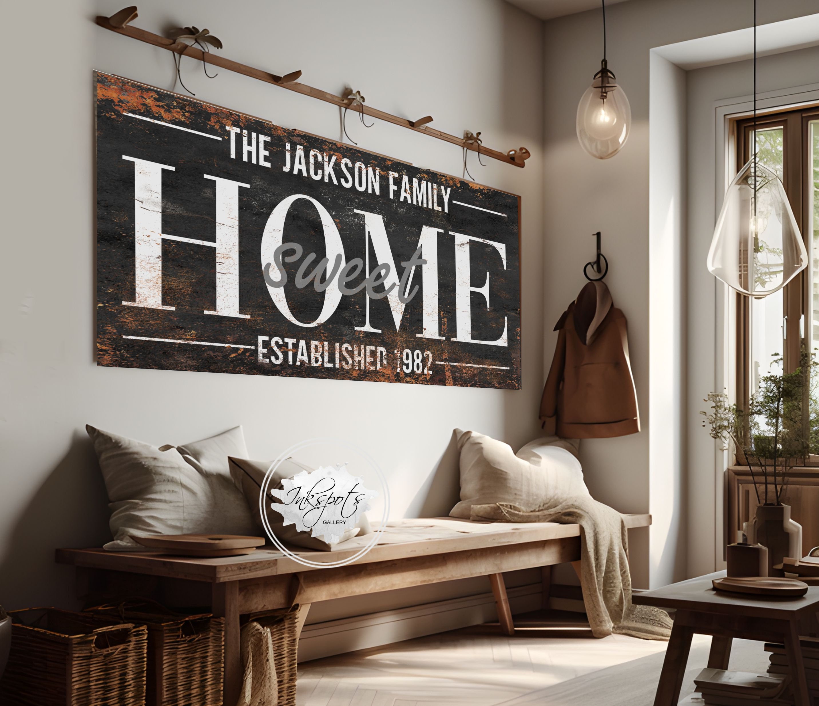 Large Home Sweet Home Sign Family Name Sign Last Name Established ...