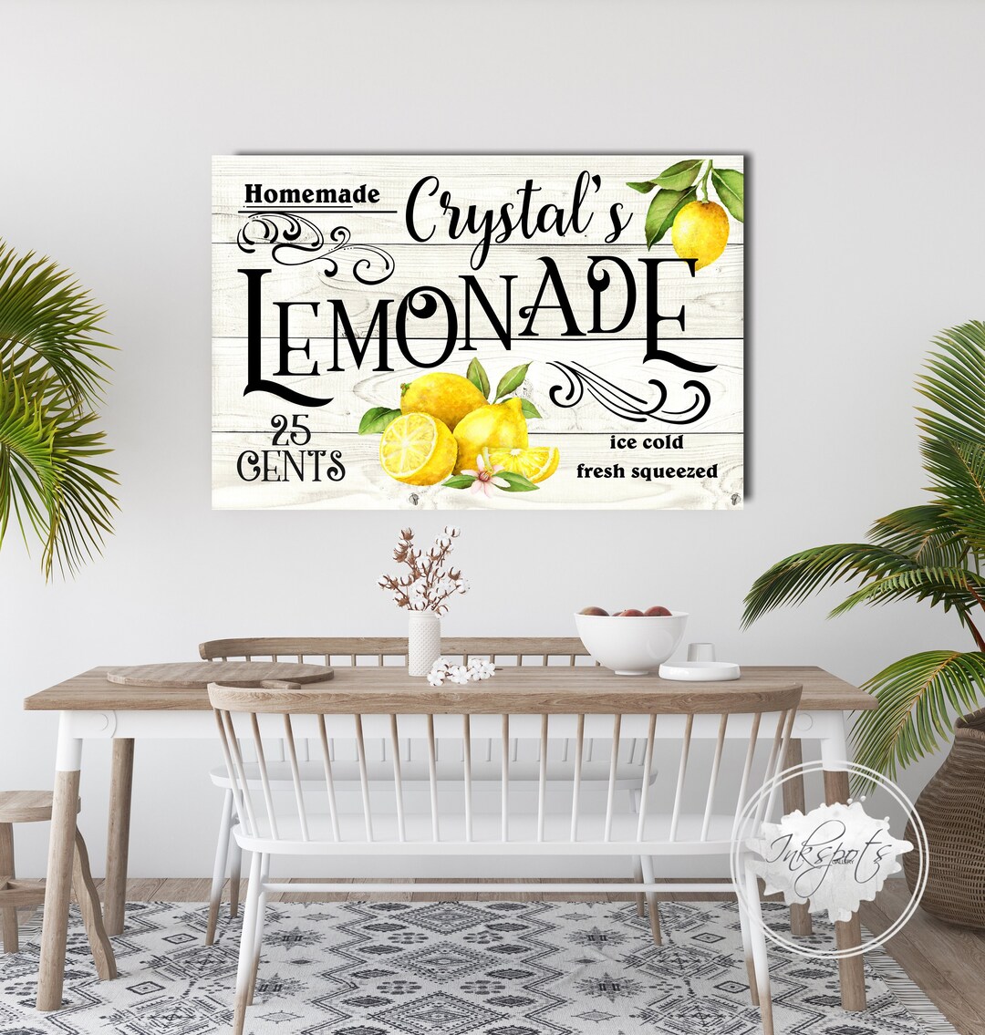 Lemonade Sign Lemon Kitchen Decor Personalised Modern Farmhouse Decor ...