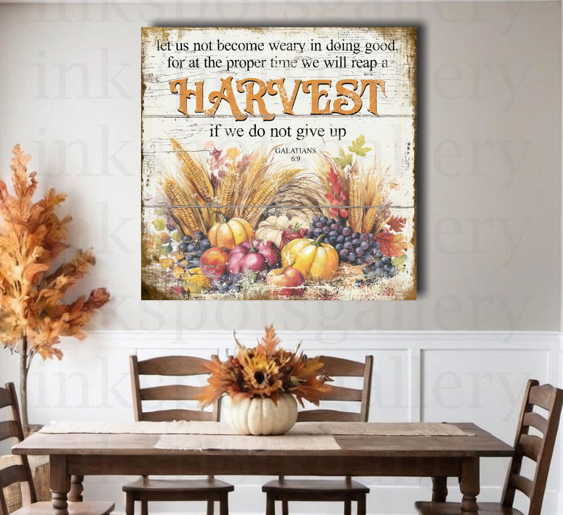 Modern Farmhouse Fall Sign Scripture Sign Harvest Basket Pumpkin Wall ...