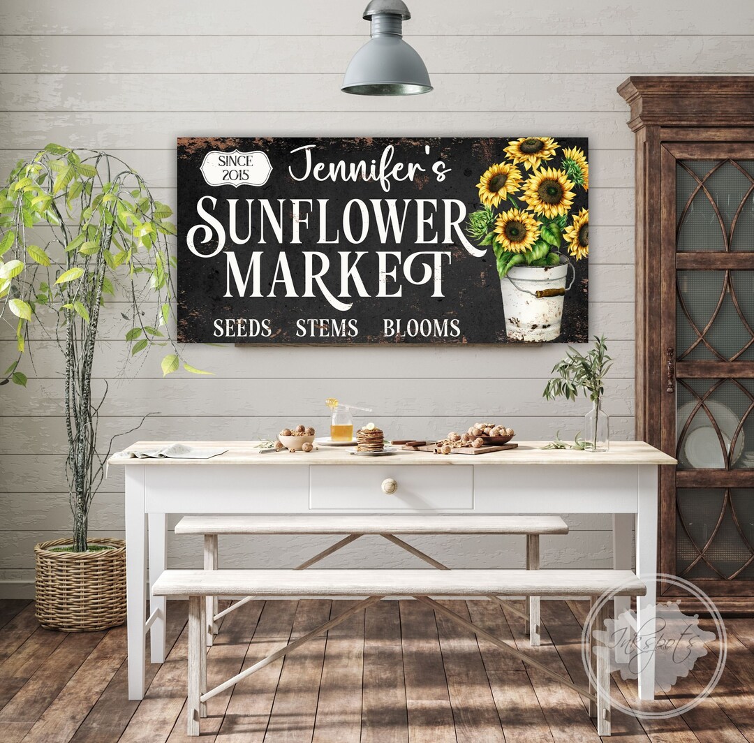 Sunflower Sign, Vintage Kitchen Decor, Modern Farmhouse Sunflower Decor ...