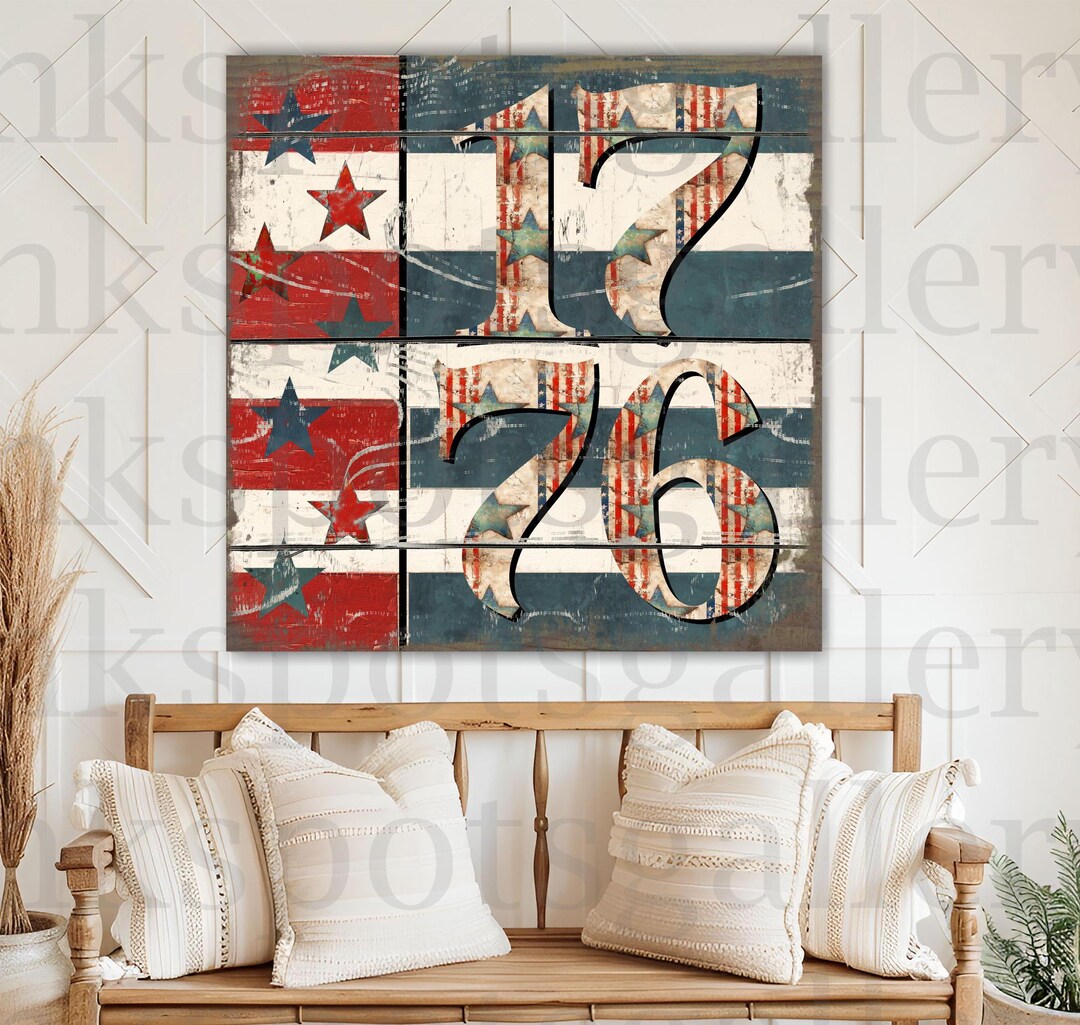 1776 4th of July Sign Patriotic Americana Vintage Style July Fourth ...
