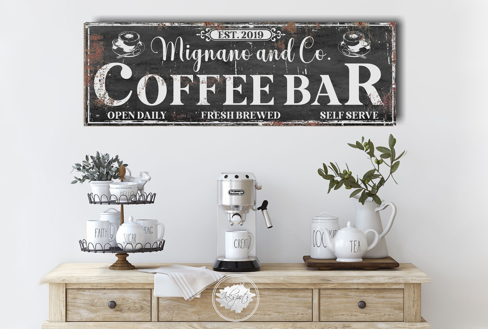 Coffee Bar Sign Antique Coffee Sign Rustic Modern Farmhouse Fresh ...