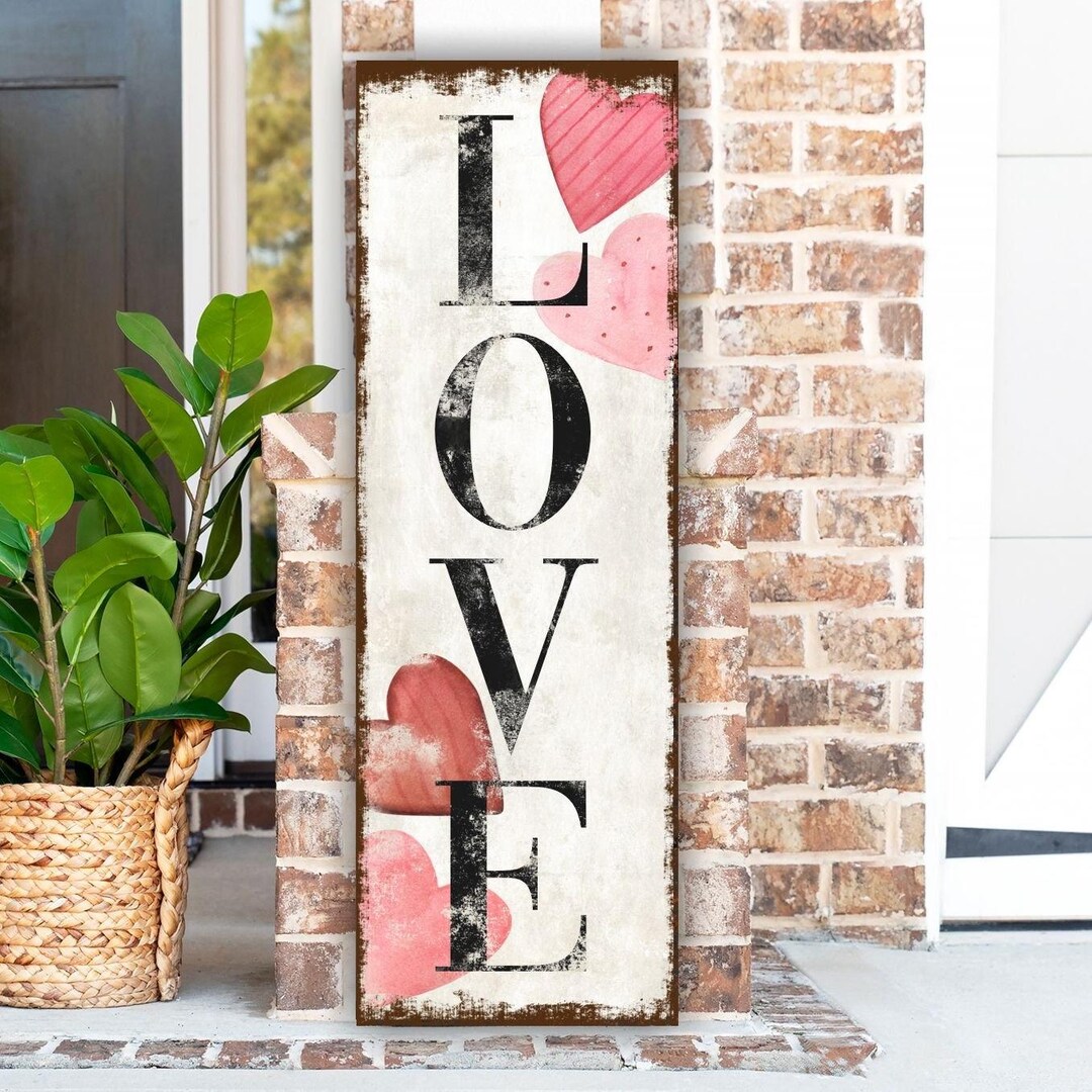 Rustic Valentines Day Porch Sign: Modern Farmhouse Canvas Decor for ...