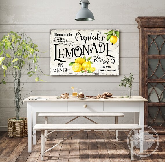 Lemonade Sign Lemon Kitchen Decor Personalised Modern | Etsy