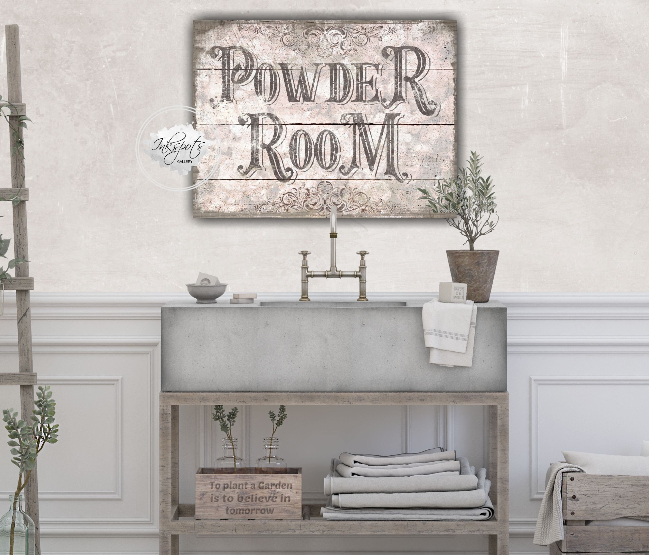 Modern Farmhouse Powder Room Sign, Powder Room Wall Decor, Rustic ...