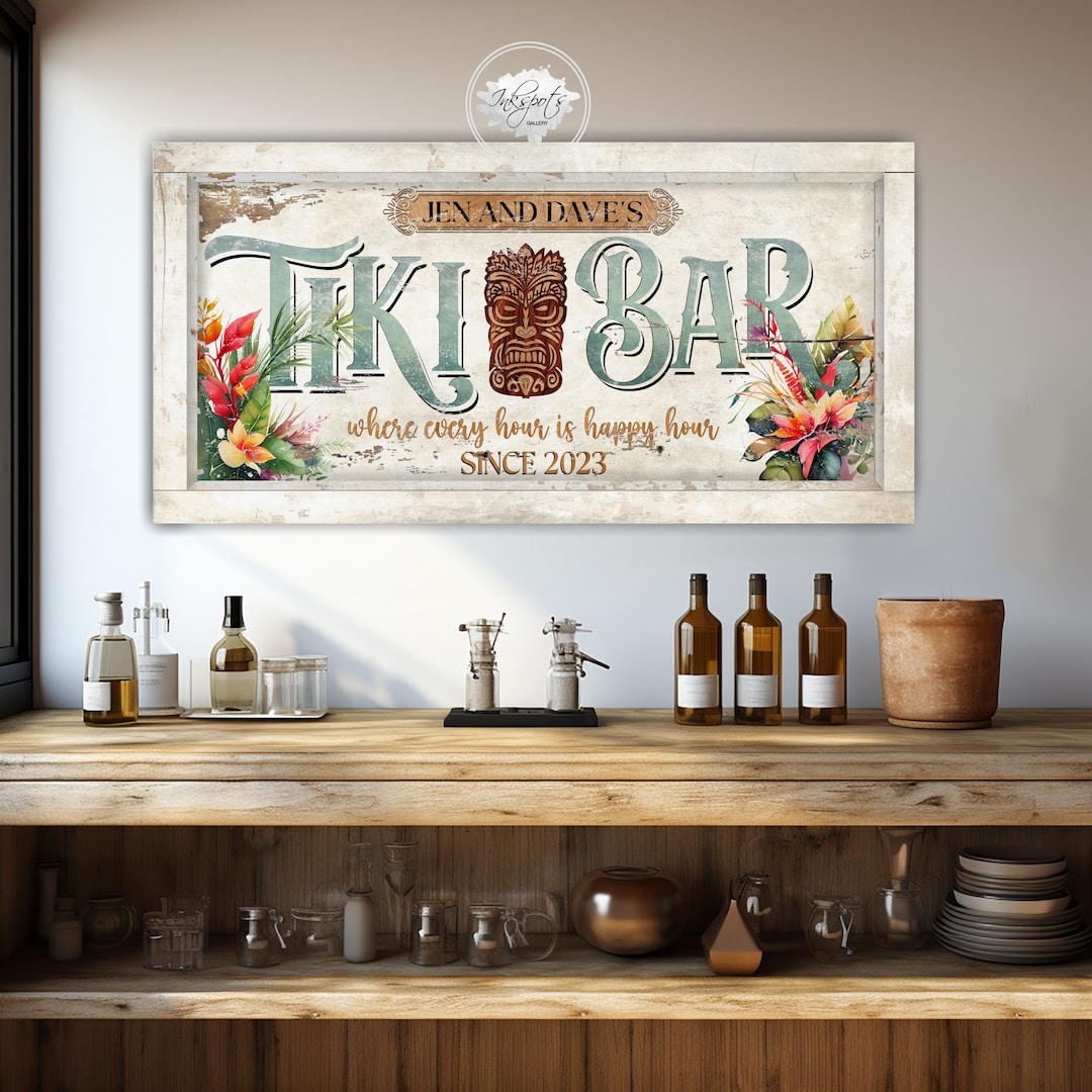 Personalized Tiki Bar Sign, Custom Tiki Bar Decor, Pool and Patio Large ...