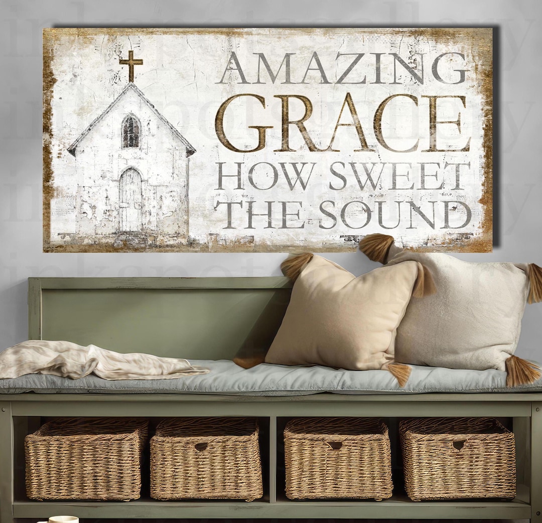 Amazing Grace Scripture Sign Christian Gift Modern Farmhouse Religious ...