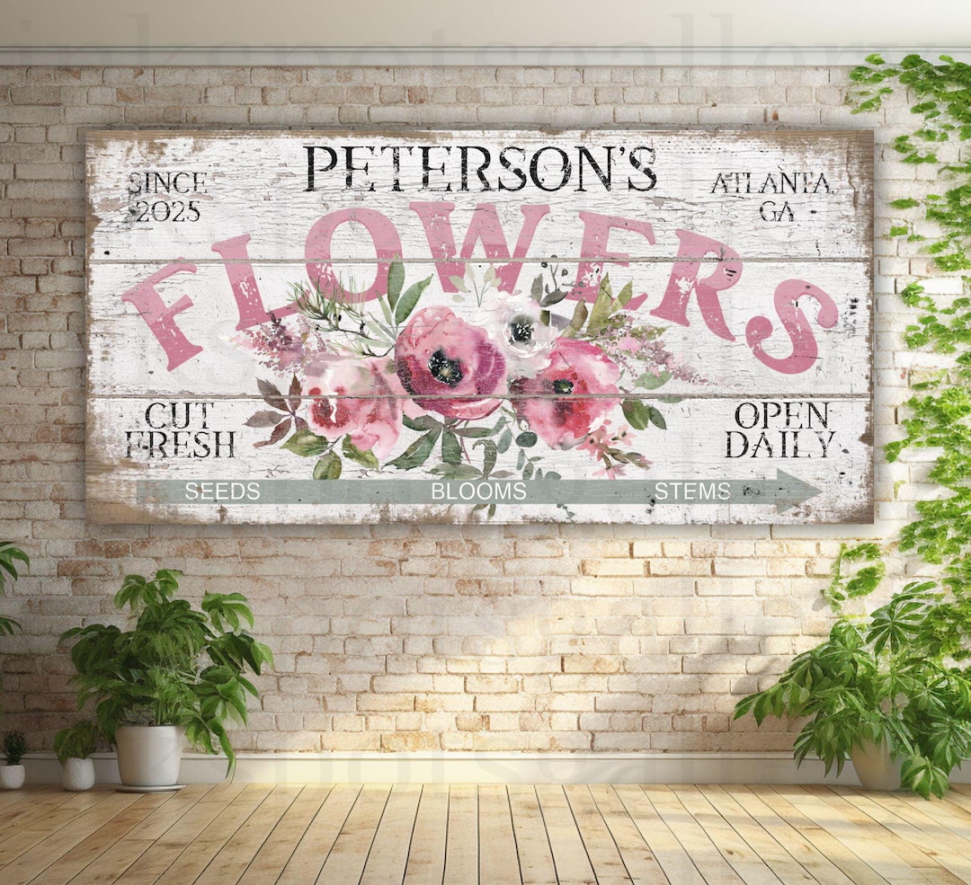 Vintage Style Flower Market Sign for Country Cottage Modern Farmhouse ...