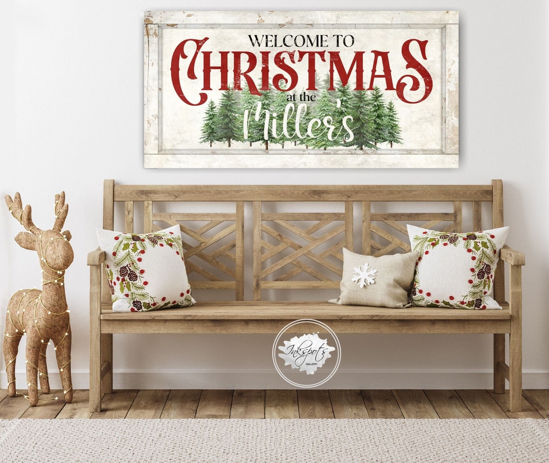 Merry Christmas Sign | Rustic Modern Farmhouse Canvas | Personalized ...
