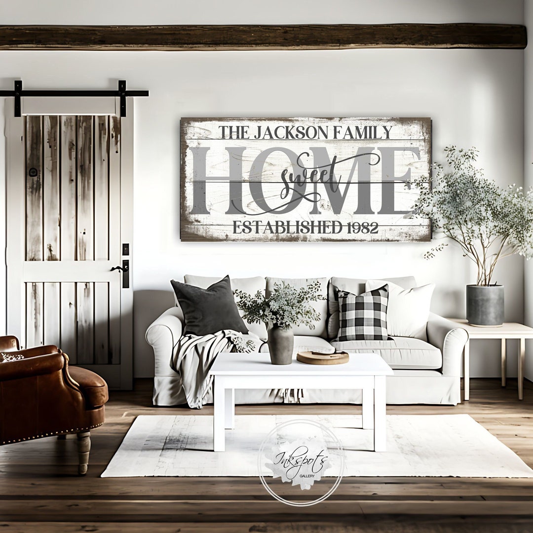 Large Home Sweet Home Sign Family Name Sign Last Name Established ...