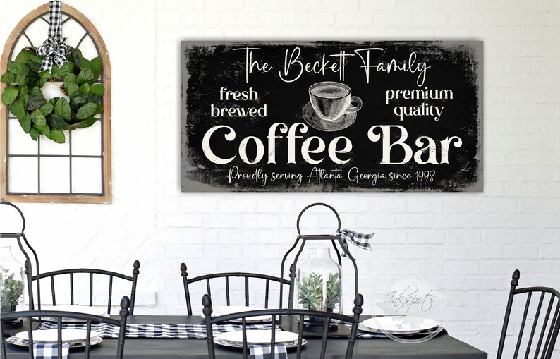 Coffee Bar Sign Kitchen Decor Personalised Modern Farmhouse - Etsy
