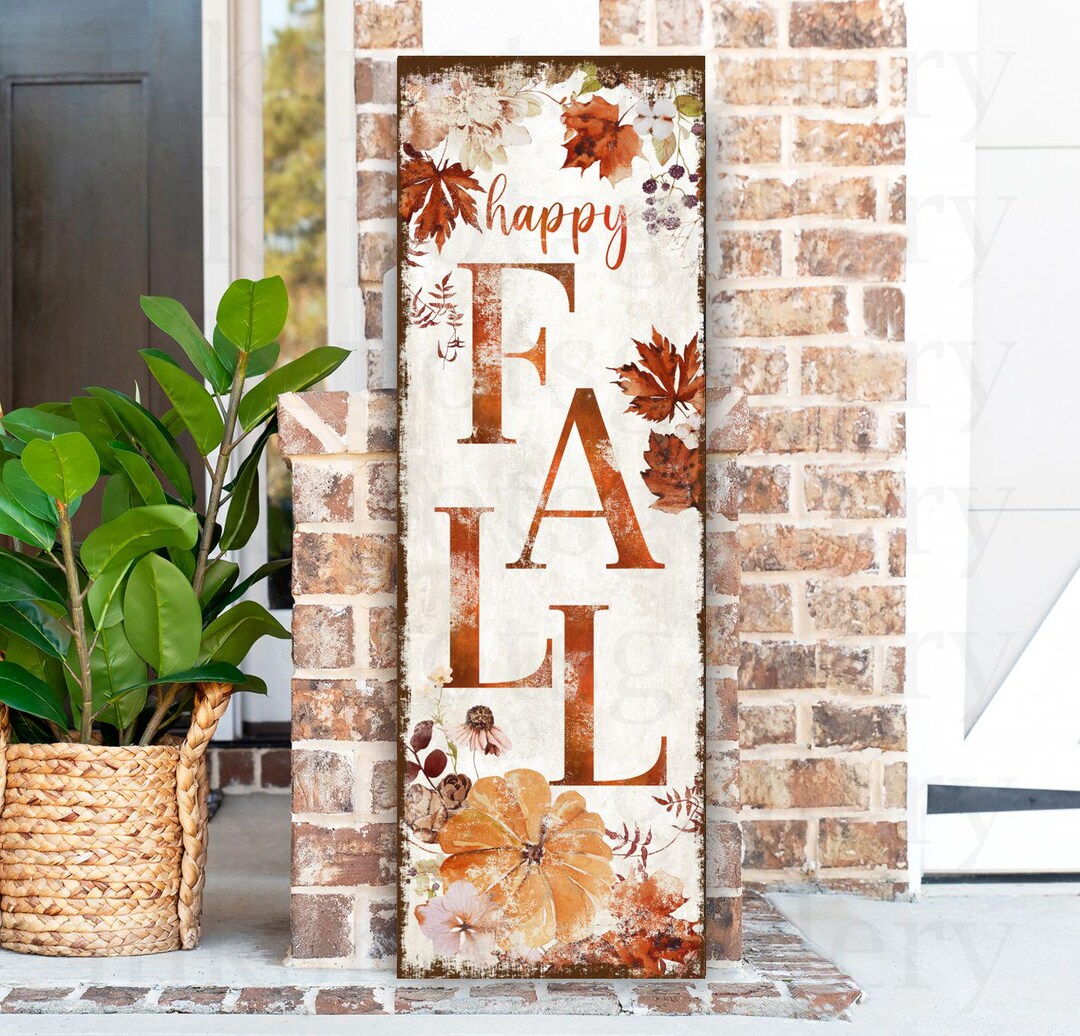 Fall Porch Decor, Front Porch Fall Welcome Sign, Vintage Autumn ...