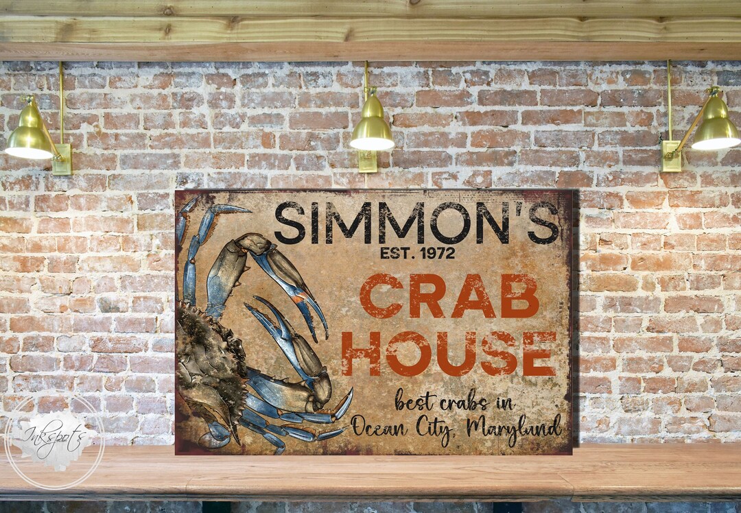 Crab Decor, Crab Sign, Beach Theme Wall Decor, Custom Beach House Sign ...