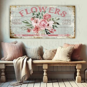 Vintage Style Flower Market Sign for Country Cottage Modern Farmhouse ...