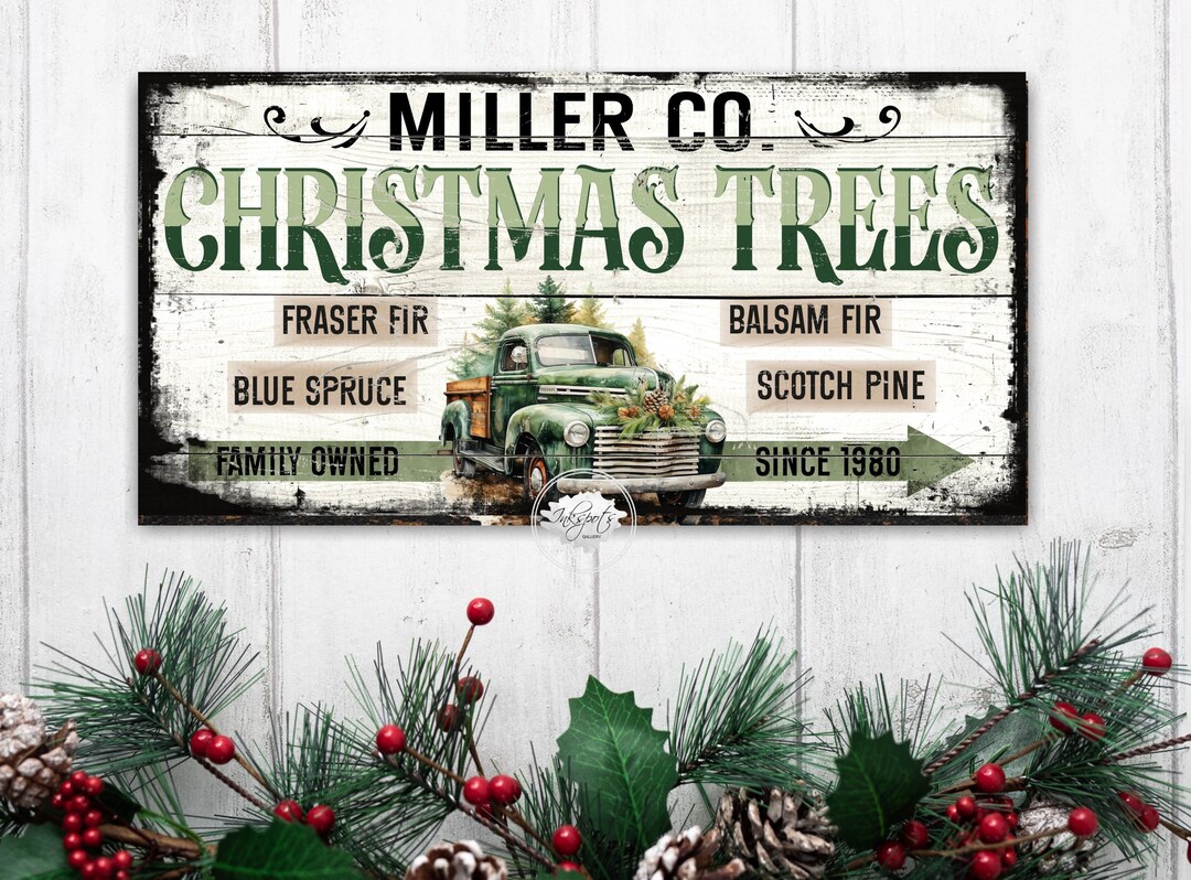 Christmas Tree Farm Sign, Vintage Holiday Print Modern Farmhouse ...