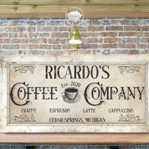 Coffee Shop Sign, Vintage Coffee Bar Sign, Personalized Modern ...