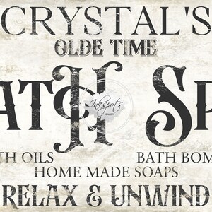 Vintage Bath Sign, Relax Bathroom Sign, Personalized Modern Farmhouse ...