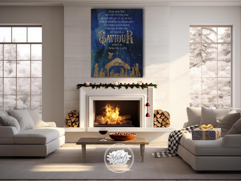 Nativity Christmas Sign: Star of Bethlehem Luke 2 Manger Scene Canvas ...