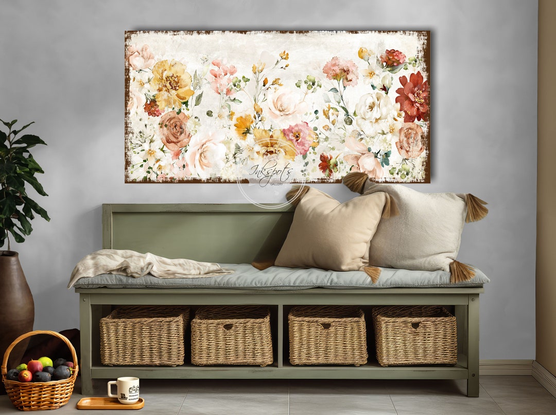 Spring Sign, Vintage Spring Decor, Modern Farmhouse Spring Floral Wall ...