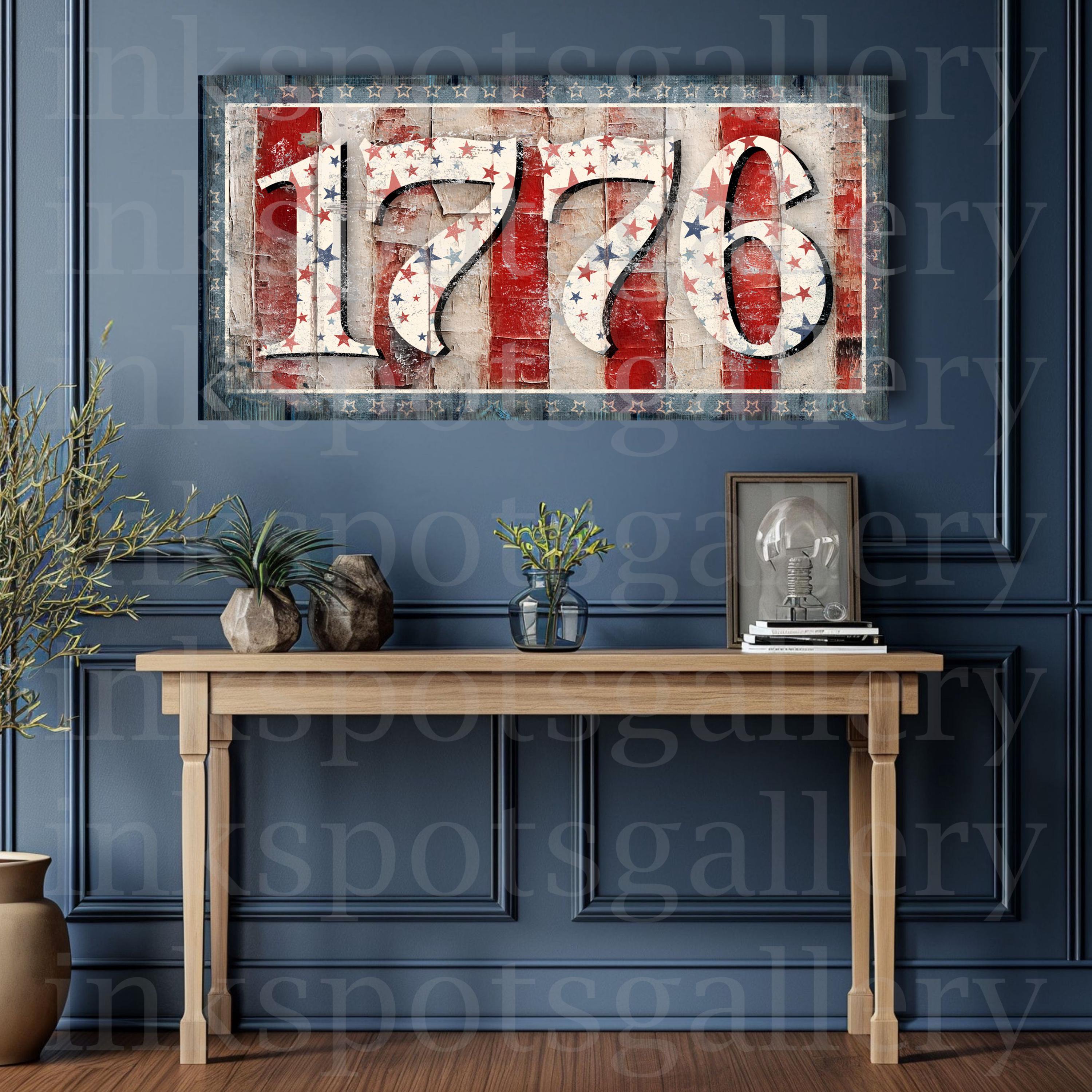 4th of July Sign Vintage July Fourth Decor, 1776 Rustic Porch Sign ...