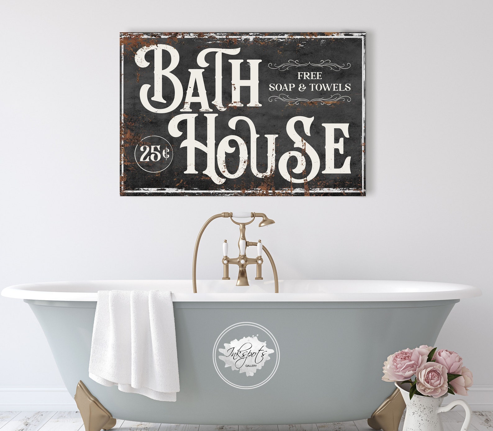 Modern Farmhouse Bath House Sign Rustic Bathroom Decor - Etsy