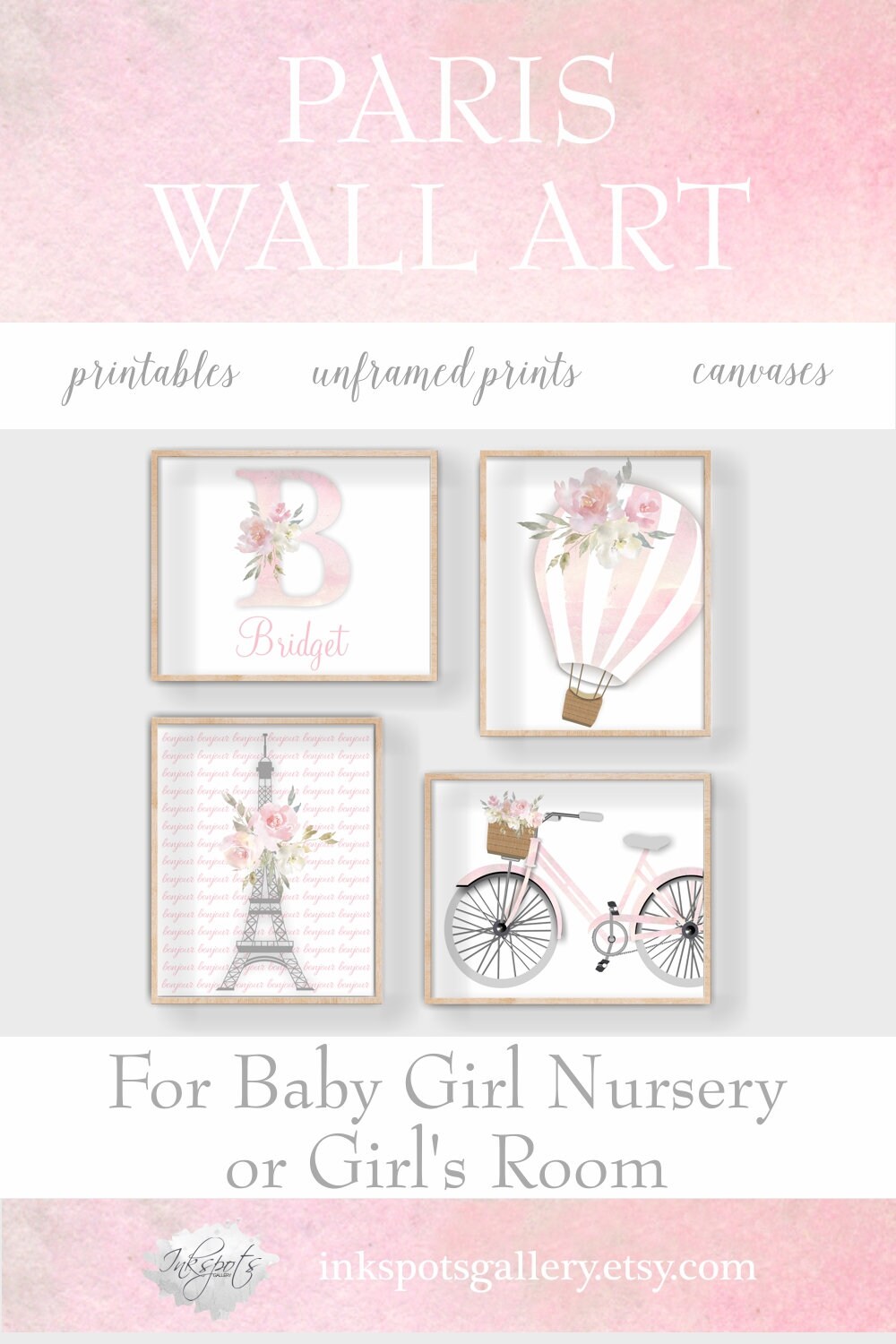 PARIS Bedroom Decor for Baby Girl NURSERY or Girls Room. Set | Etsy