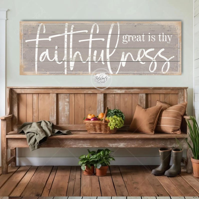 Great is Thy Faithfulness Christian Gift, Scripture Signs Large Bible ...