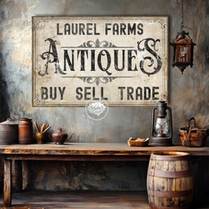 Antique Shop Sign Personalized Antique Market Modern Farmhouse Large ...