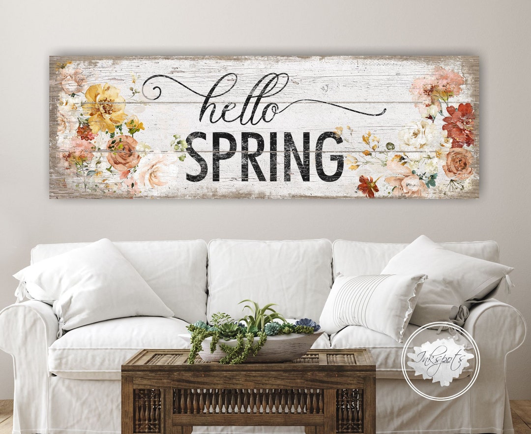 Hello Spring Sign, Vintage Spring Decor, Modern Farmhouse Spring ...