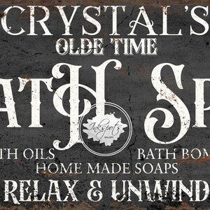 Vintage Bath Sign, Relax Bathroom Sign, Personalized Modern Farmhouse ...