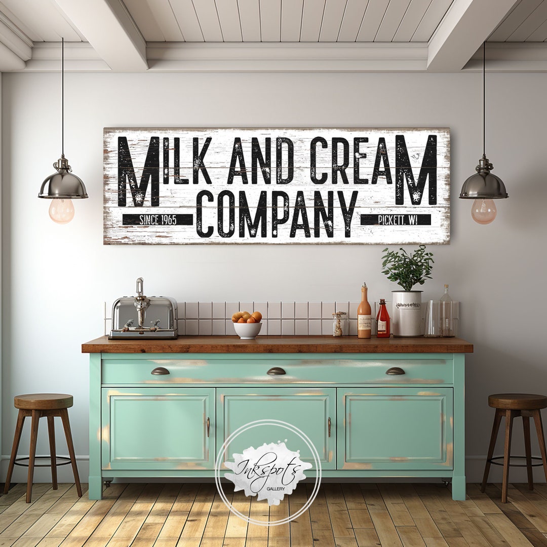 Modern Farmhouse Kitchen Sign, Milk & Cream Country Kitchen Print ...