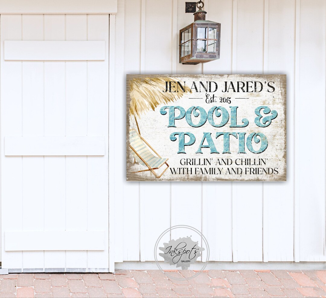 Custom Pool Sign, Personalized Pool and Patio Sign, Pool Decor Large ...