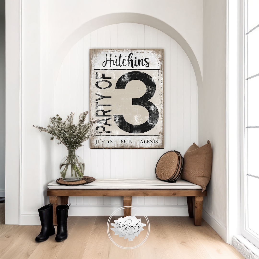 Party of 3 Sign, Party of 4 Sign, Custom Family Name Wall Decor, Modern ...