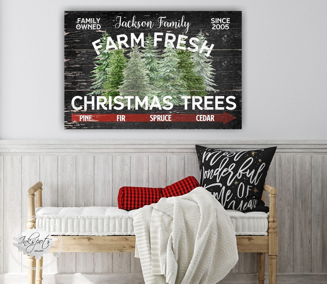 Farm Fresh Christmas Tree Sign Farmhouse Christmas Large - Etsy