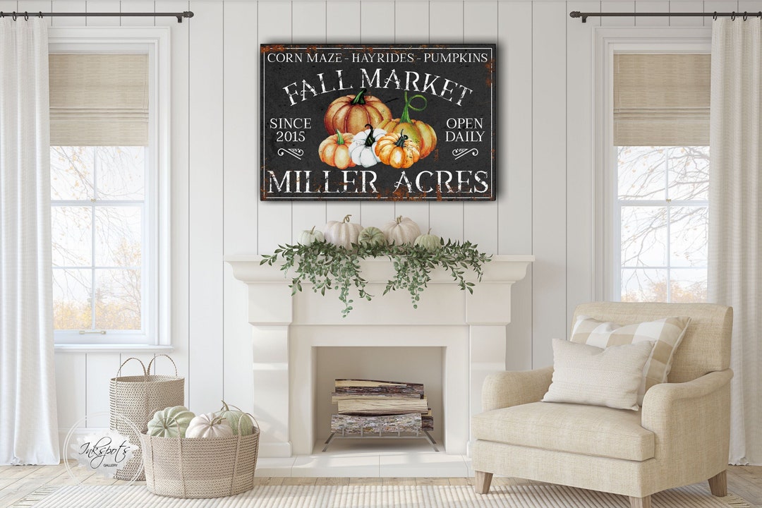 Rustic Pumpkin Sign Modern Farmhouse Signs Extra Large Canvas Wall Art ...