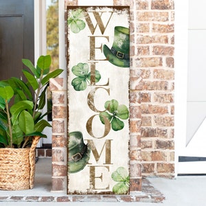 St Patricks Day Welcome Sign for Front Porch, Vintage St Patrick's ...