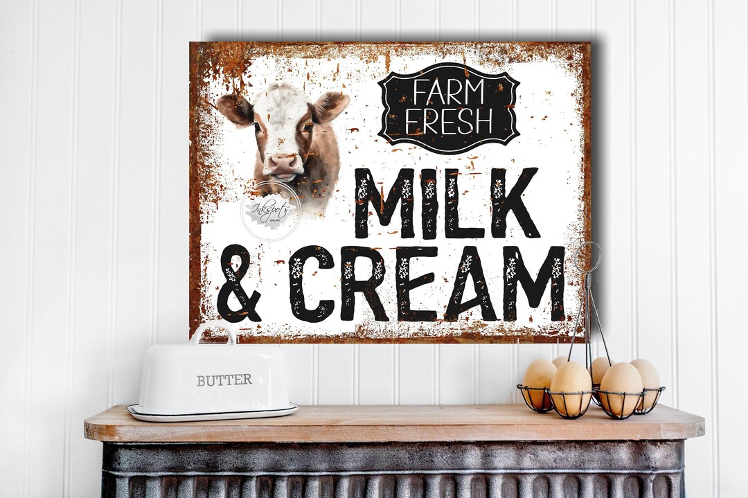 Modern Farmhouse Kitchen Sign Country Kitchen Decor Cow Sign Milk and ...