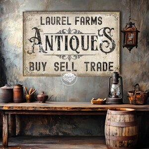 Antique Shop Sign Personalized Antique Market Modern Farmhouse Large ...