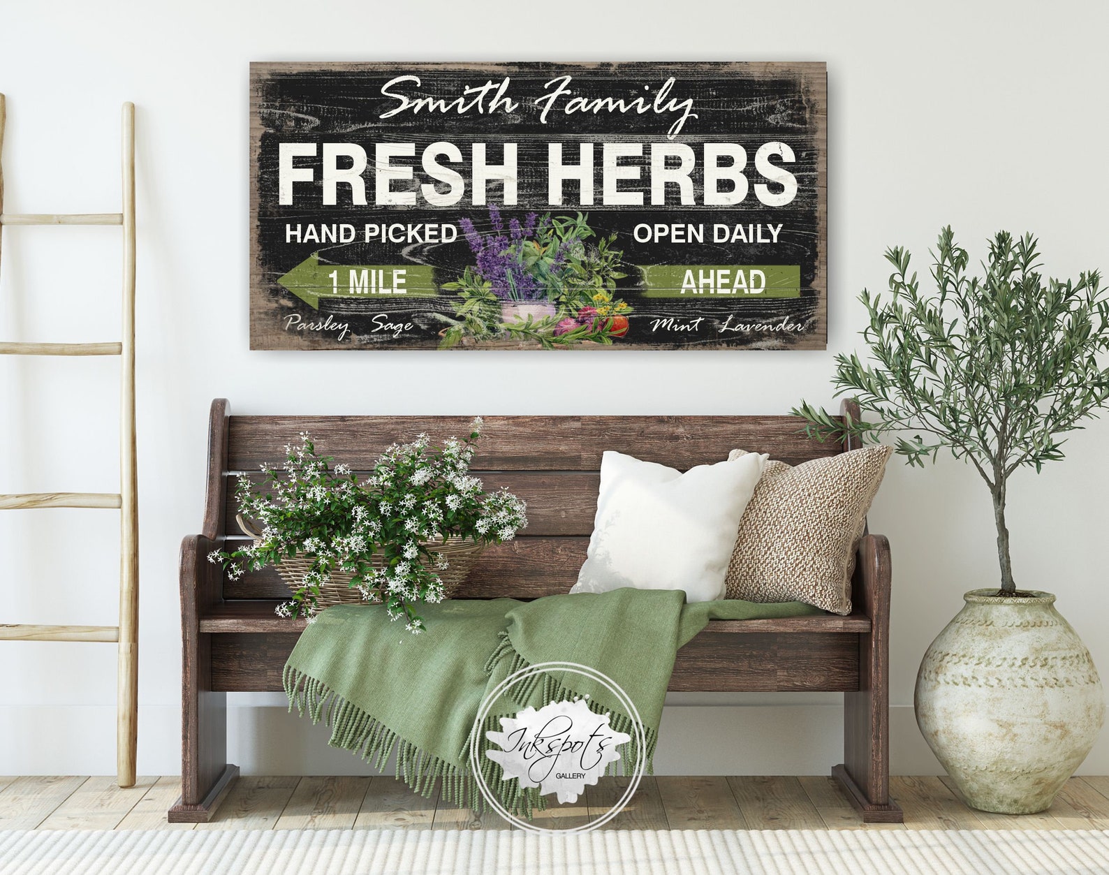 Fresh Herbs Large Kitchen Sign: Personalized Farmhouse Kitchen Garden ...