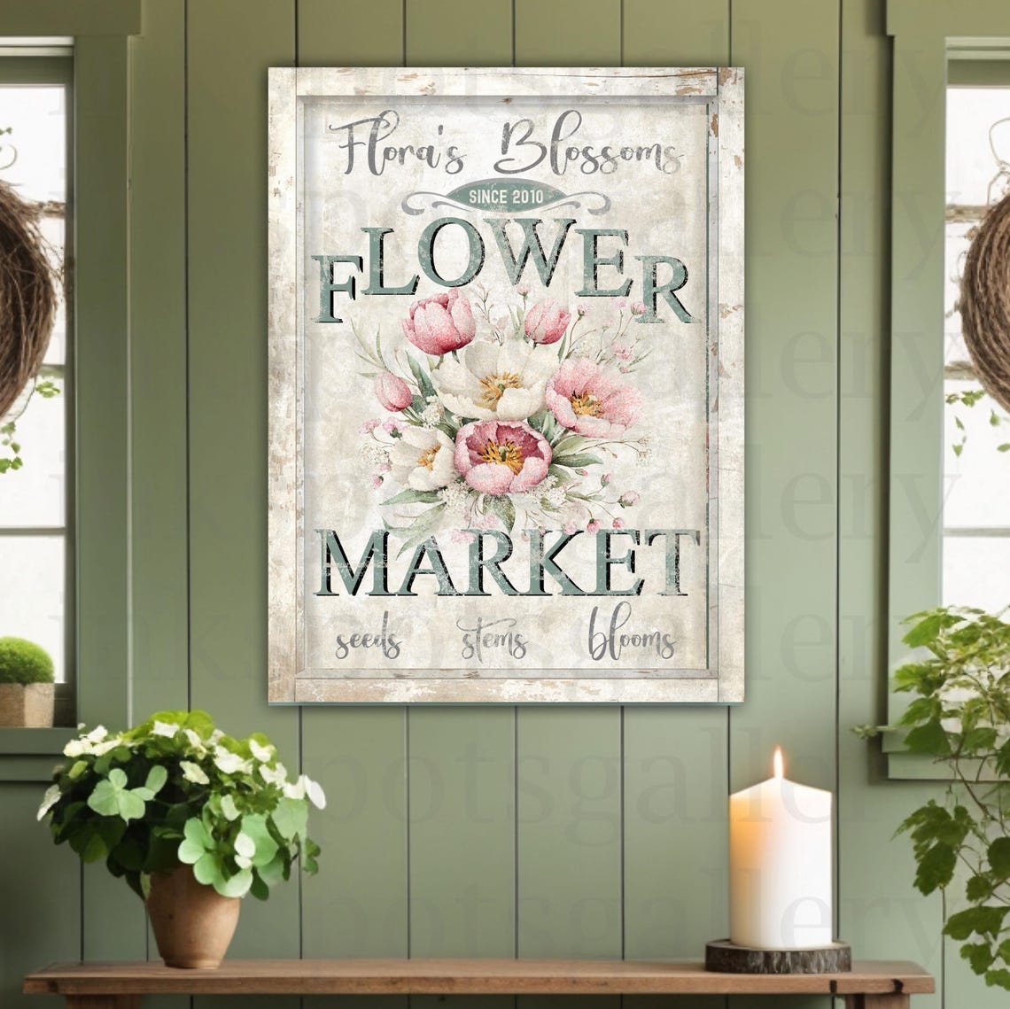 Custom Flower Market Print Personalized With Family Name Vintage Style ...