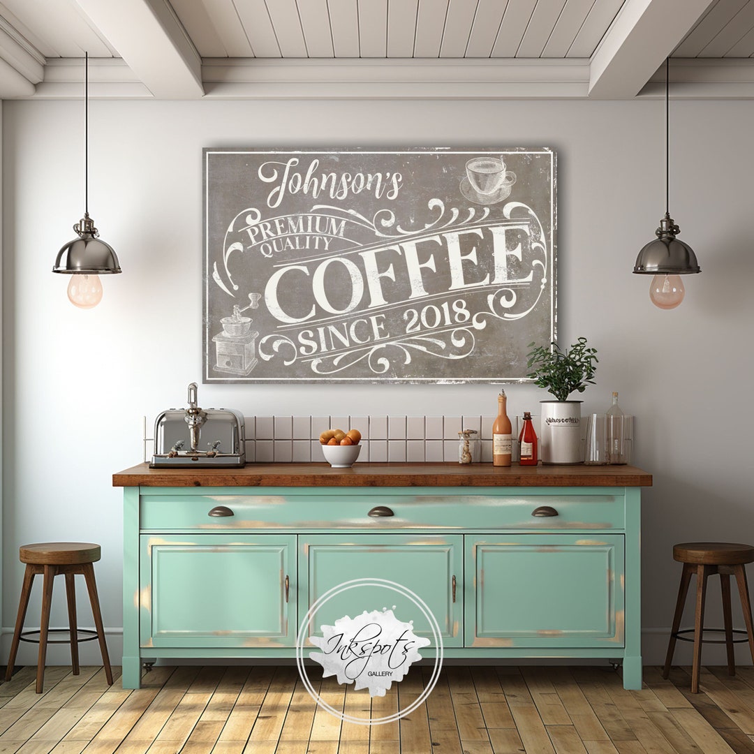 Personalized Coffee Bar Sign | Large Custom Kitchen Sign | Modern ...