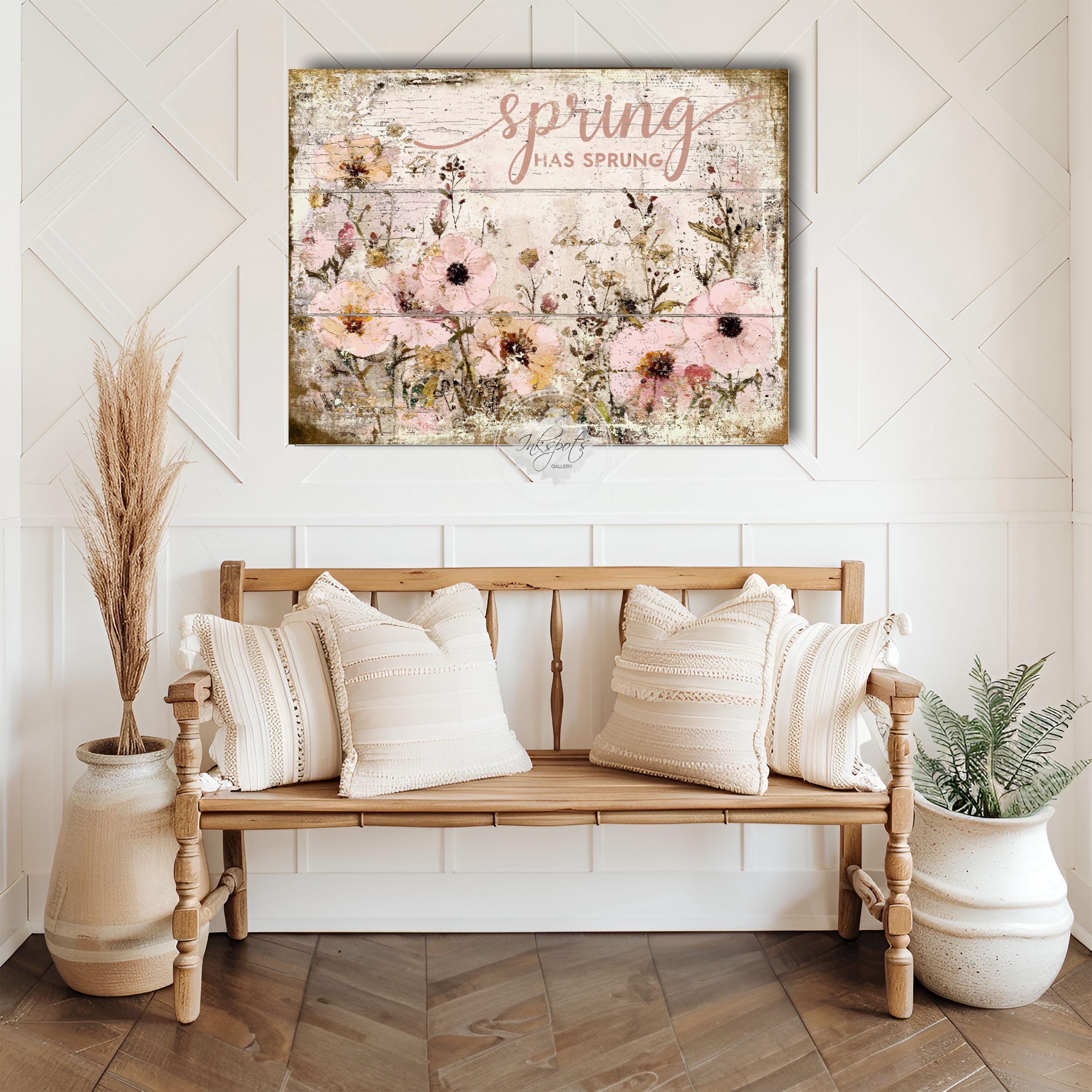 Spring Porch Sign Floral Wall Art Print Vintage Style Easter Decoration ...