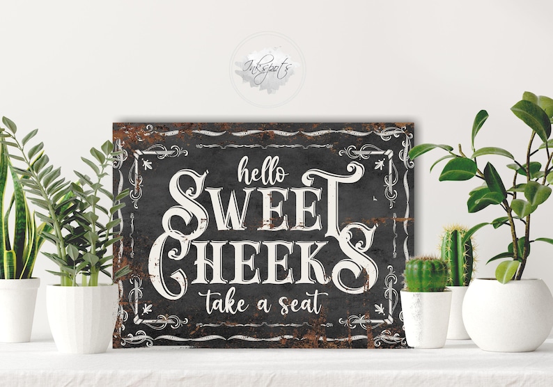 Hello Sweet Cheeks Bathroom Sign Modern Farmhouse Bath Decor Take A ...