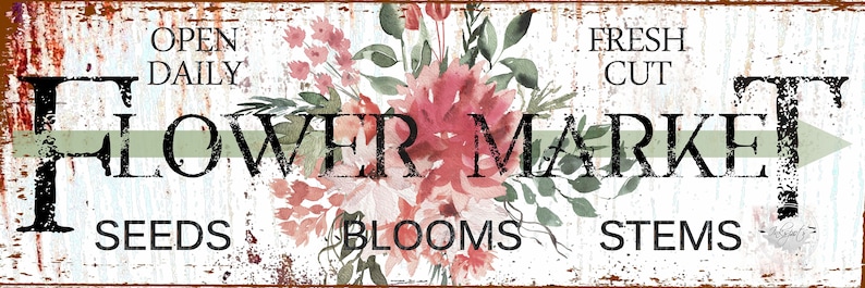 Flower Market Sign Fresh Market Sign Modern Farmhouse - Etsy