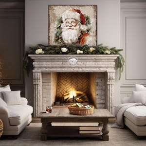 Vintage Christmas Sign Modern Farmhouse Santa Claus Wall Decor Rustic ...