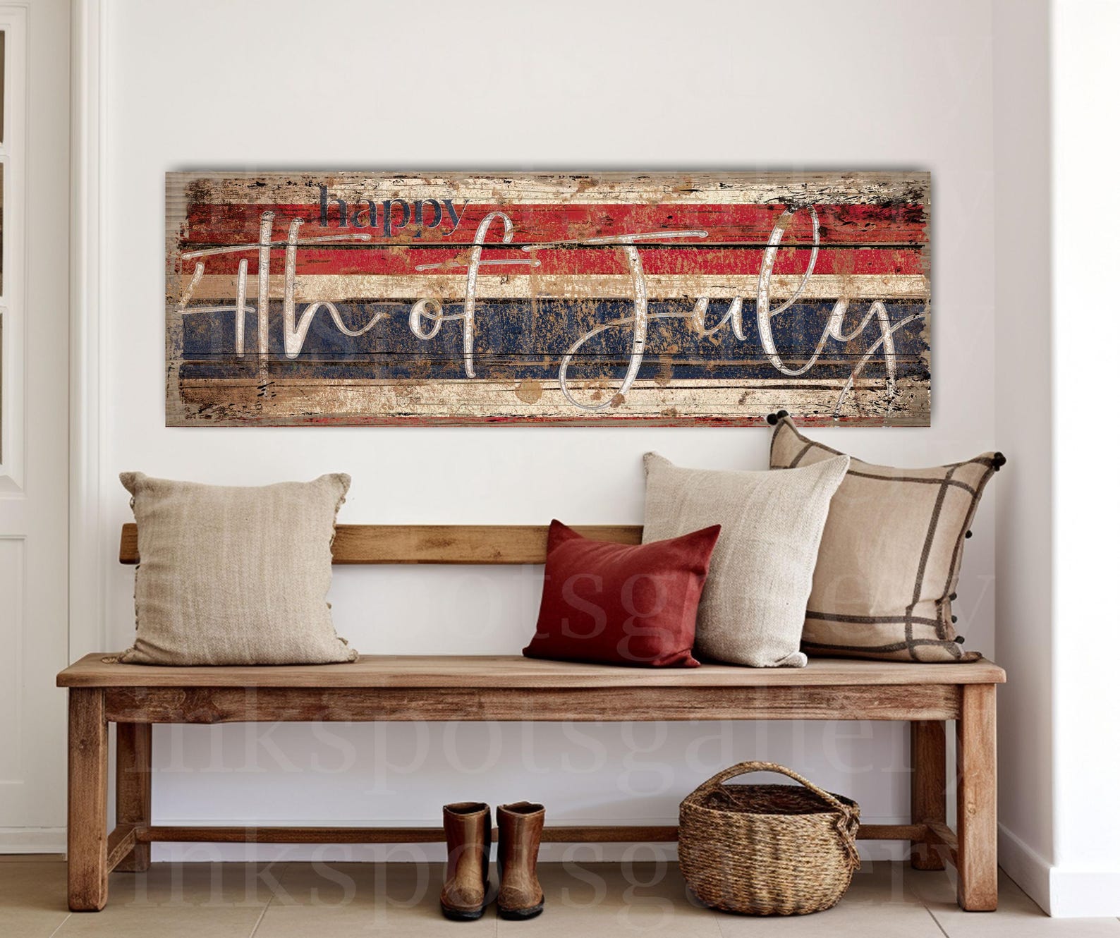 4th of July Sign: Rustic Primitive Patriotic Americana Canvas - SU20 - Etsy