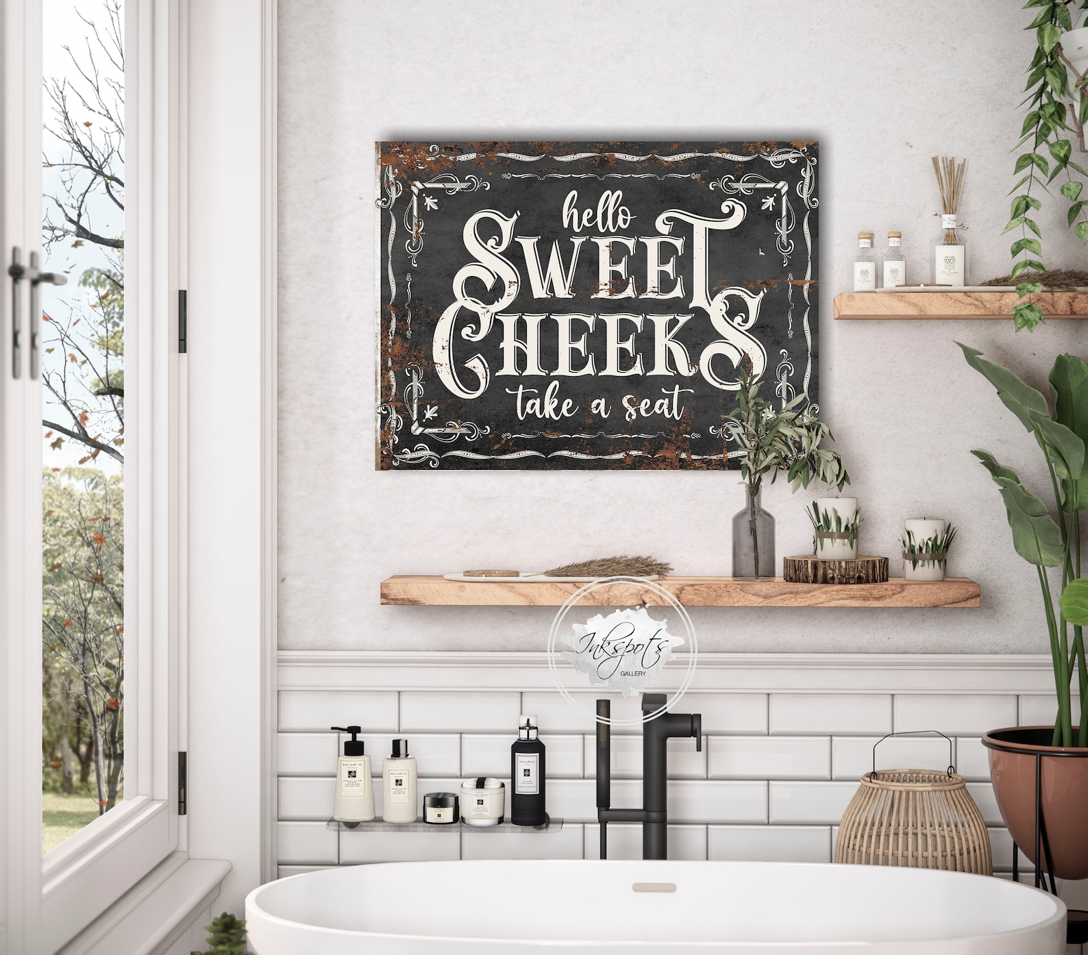 Hello Sweet Cheeks Bathroom Sign Modern Farmhouse Bath Decor Take A ...